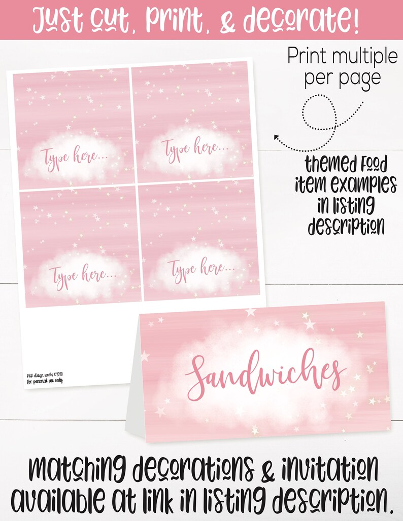 Twinkle Twinkle Little Star Food Labels, Twinkle Buffet Cards, Twinkle ...