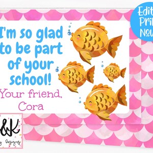 Goldfish Printable Valentine Card, Kids Valentines Day Card, School ...
