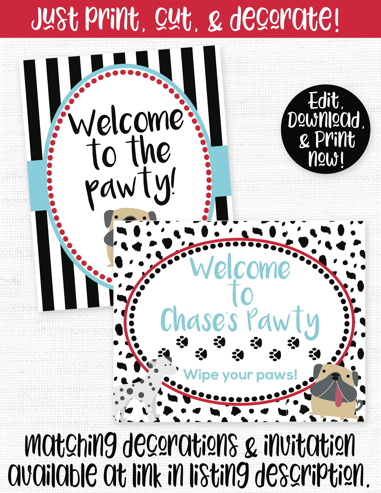 Puppy Dog Party Signs Puppy Dog Welcome Signs Puppy Dog | Etsy
