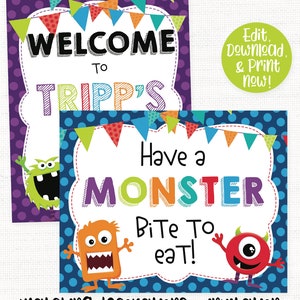Little Monster Party Signs, Little Monster Welcome Sign, Little Monster ...