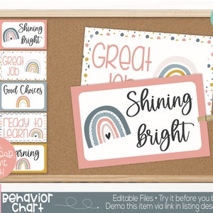 Boho Rainbow Classroom Theme Supplies and Decorations Printable, Boho ...