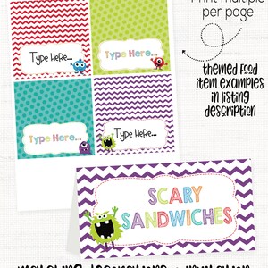 Little Monster Food Label, Monster Buffet Card, Monster Place Card ...