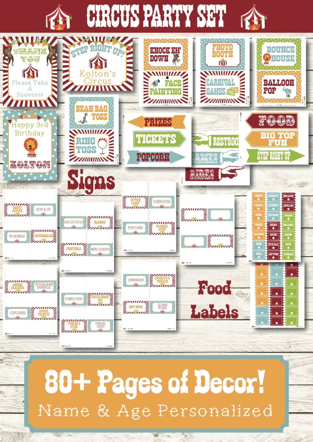 Circus Birthday Party Decorations Printable Carnival Birthday | Etsy