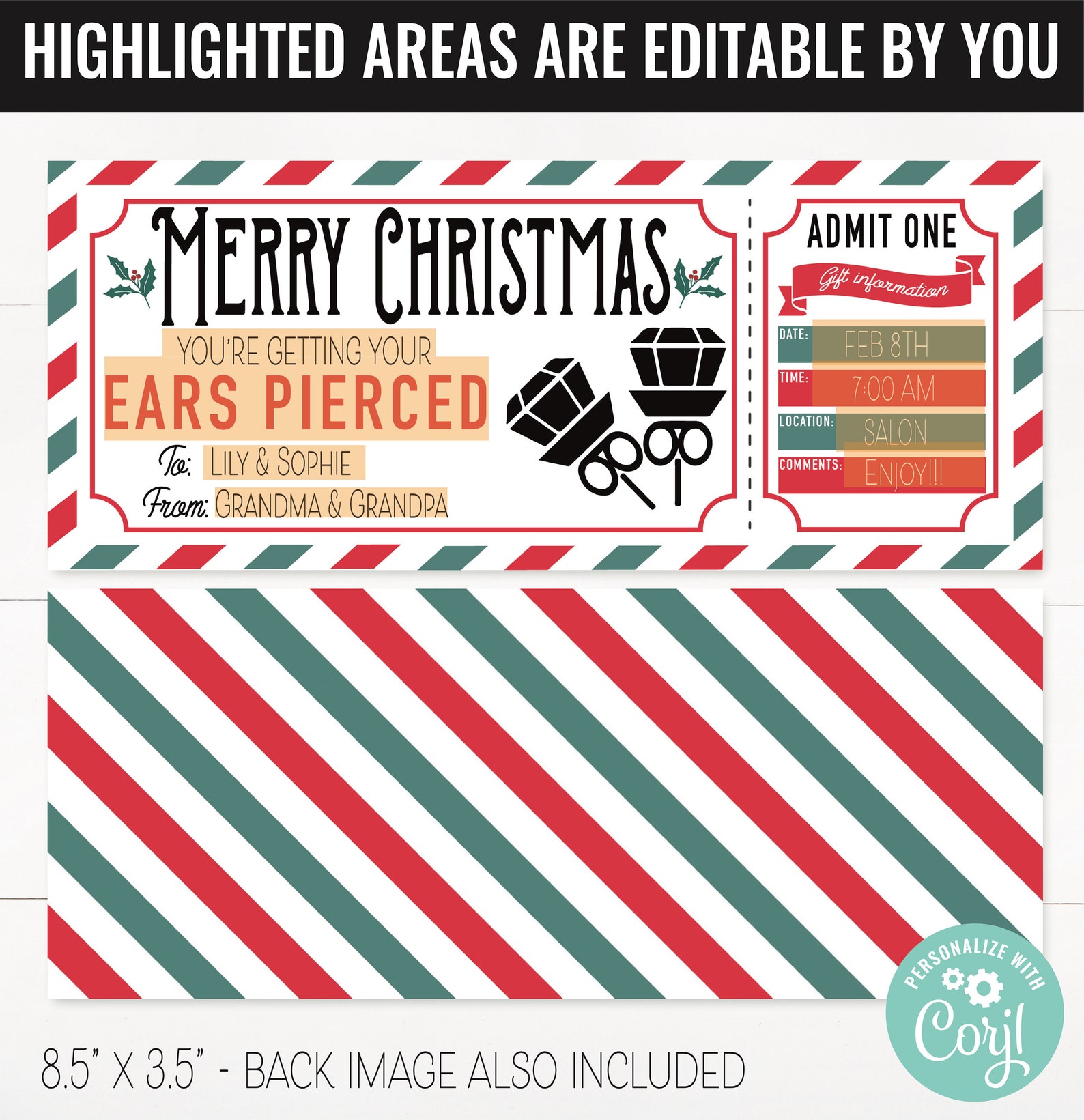 Christmas Ear Piercing Surprise Gift Voucher Surprise Earring - Etsy