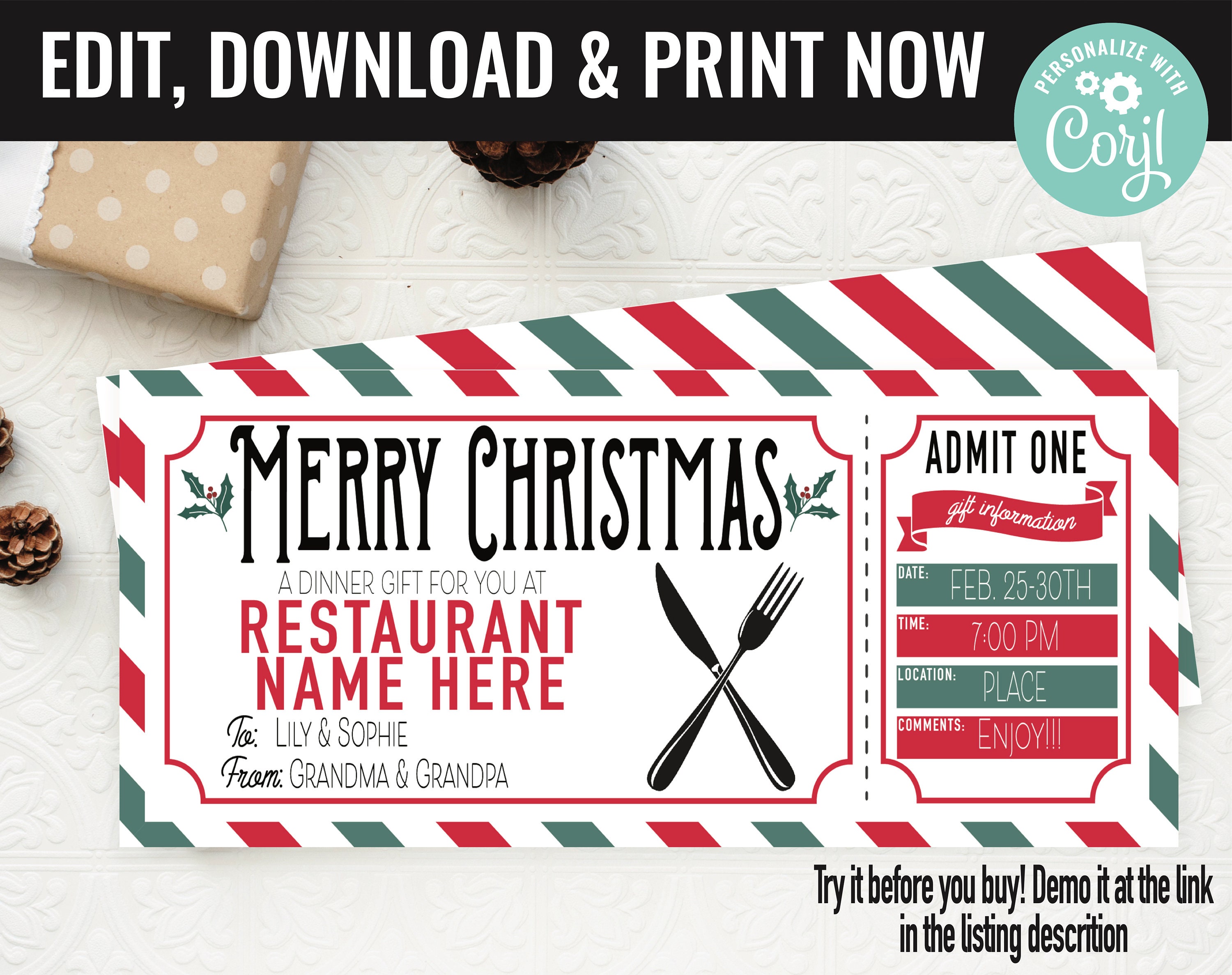Restaurant Gift Certificate Template Free