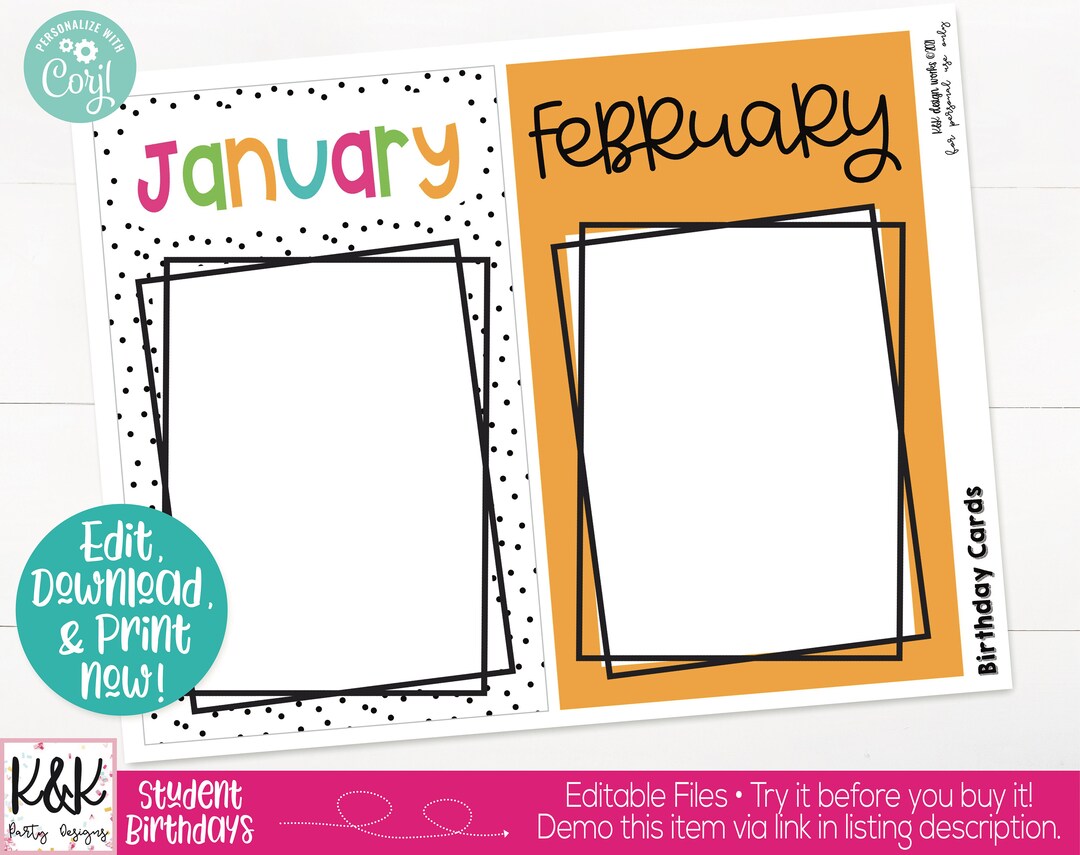 Bright Colors Rainbow Theme Classroom Birthday Display Printable ...