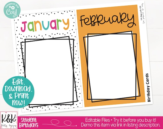 Bright Colors Rainbow Theme Classroom Birthday Display Printable ...