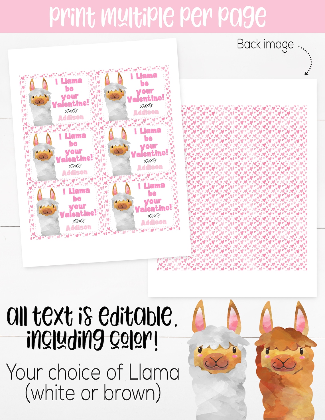 Llama Valentines Day Card, Kids Valentines Day Card Exchange, Llama Be ...