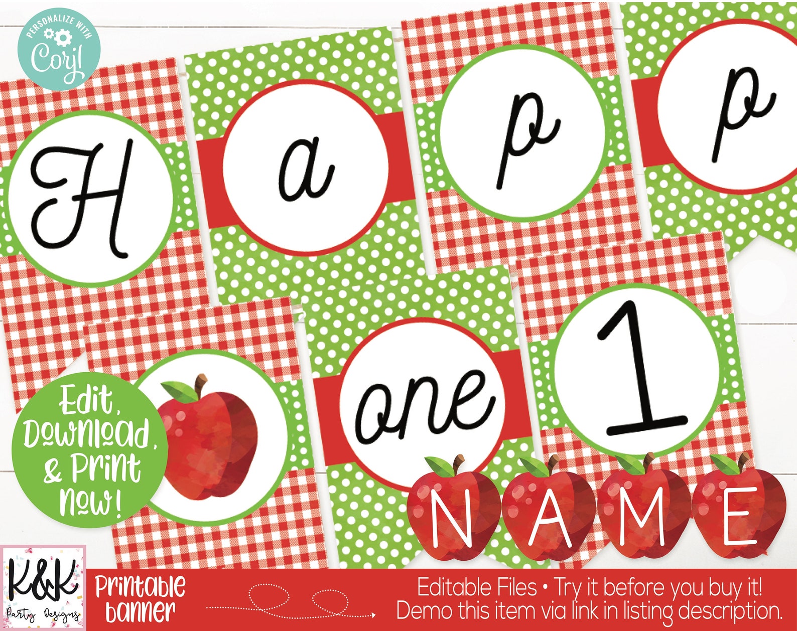 Apple Birthday Banner Apple Birthday Party Decorations Apple - Etsy