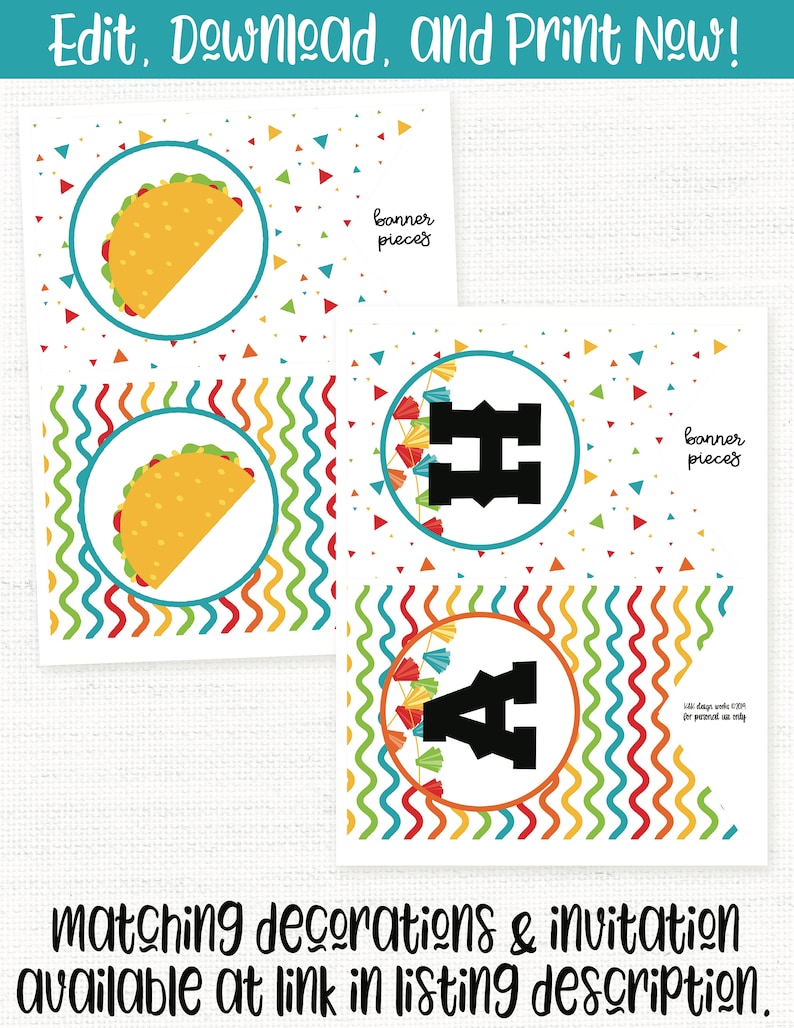 Taco Twosday Fiesta Banner Taco Twosday Fiesta Birthday Party | Etsy