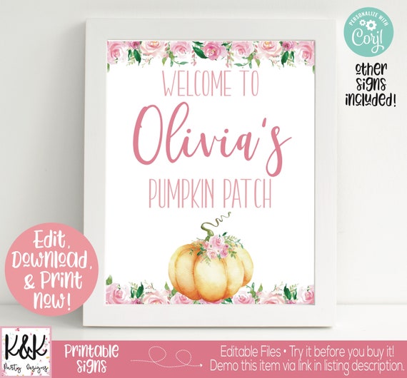 Pumpkin Party Signs, Pumpkin Patch Sign, Our Little Pumpkin, Pumpkin ...