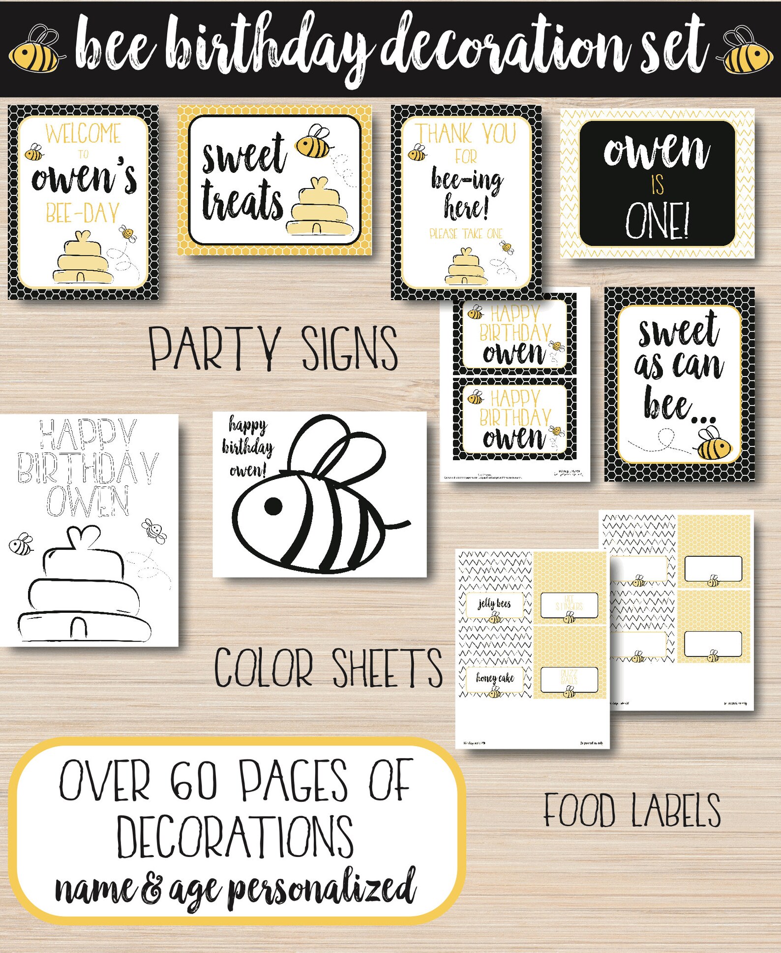 Bee Birthday Party Decorations, Bee Birthday Party Invitation, Bumble ...