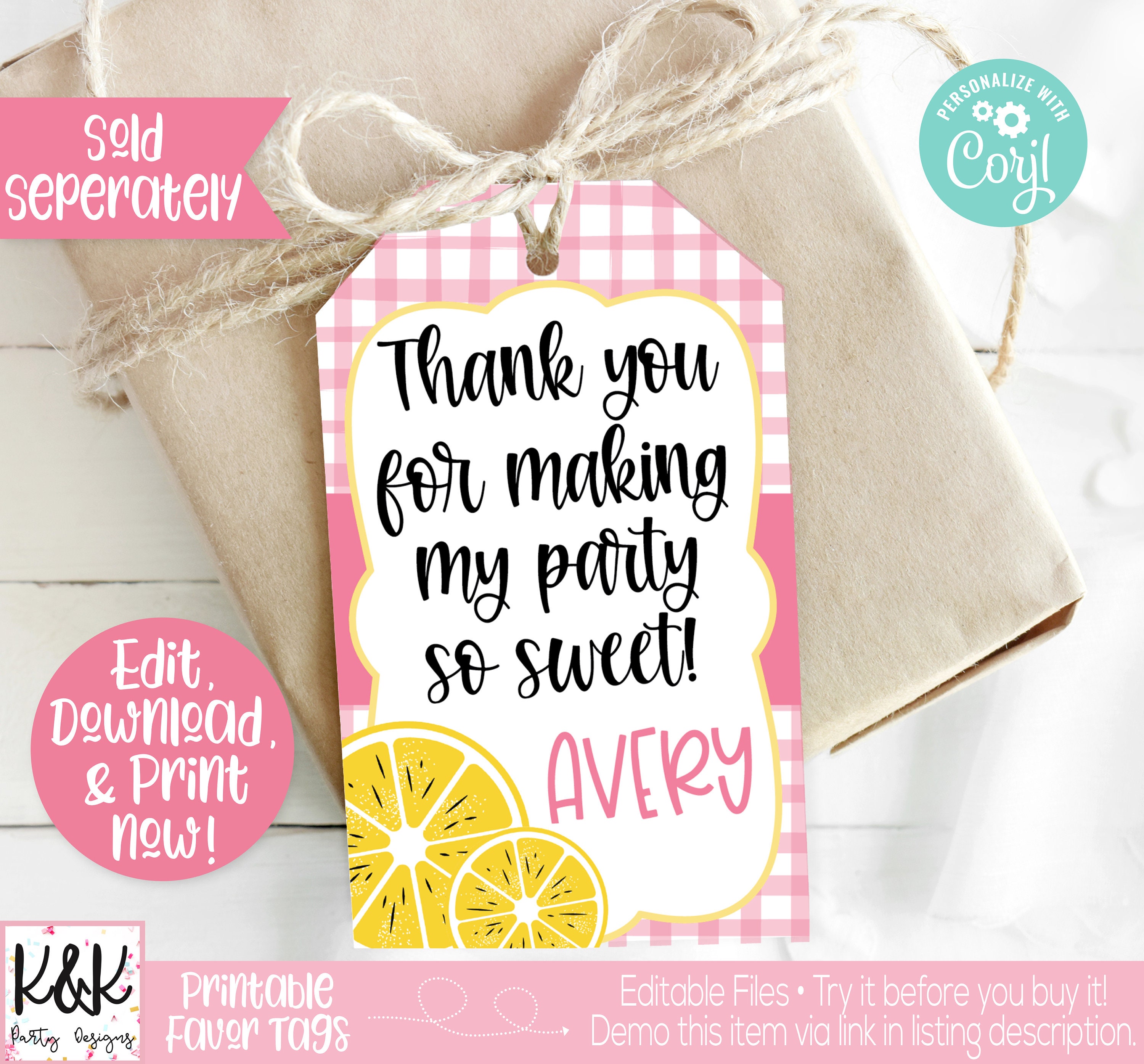 Pink Lemonade Party Food Labels, Lemonade Place Cards, Lemonade Buffet ...