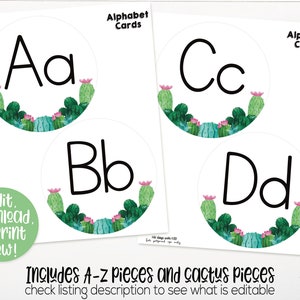 Cactus Theme Classroom Alphabet Banner Printable, Teacher Supply ...