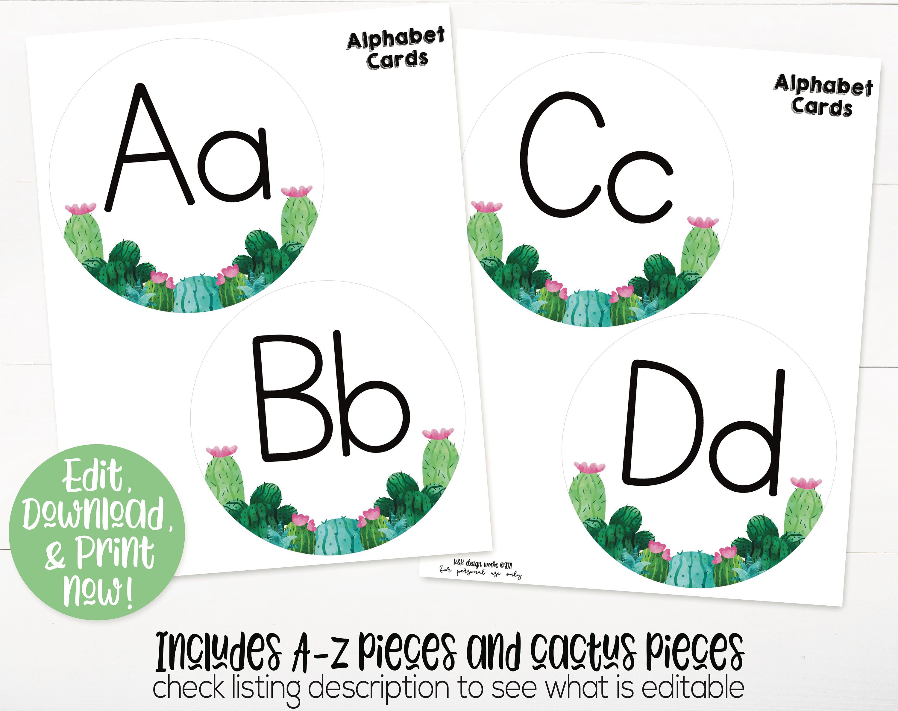 Cactus Theme Classroom Alphabet Banner Printable, Teacher Supply ...
