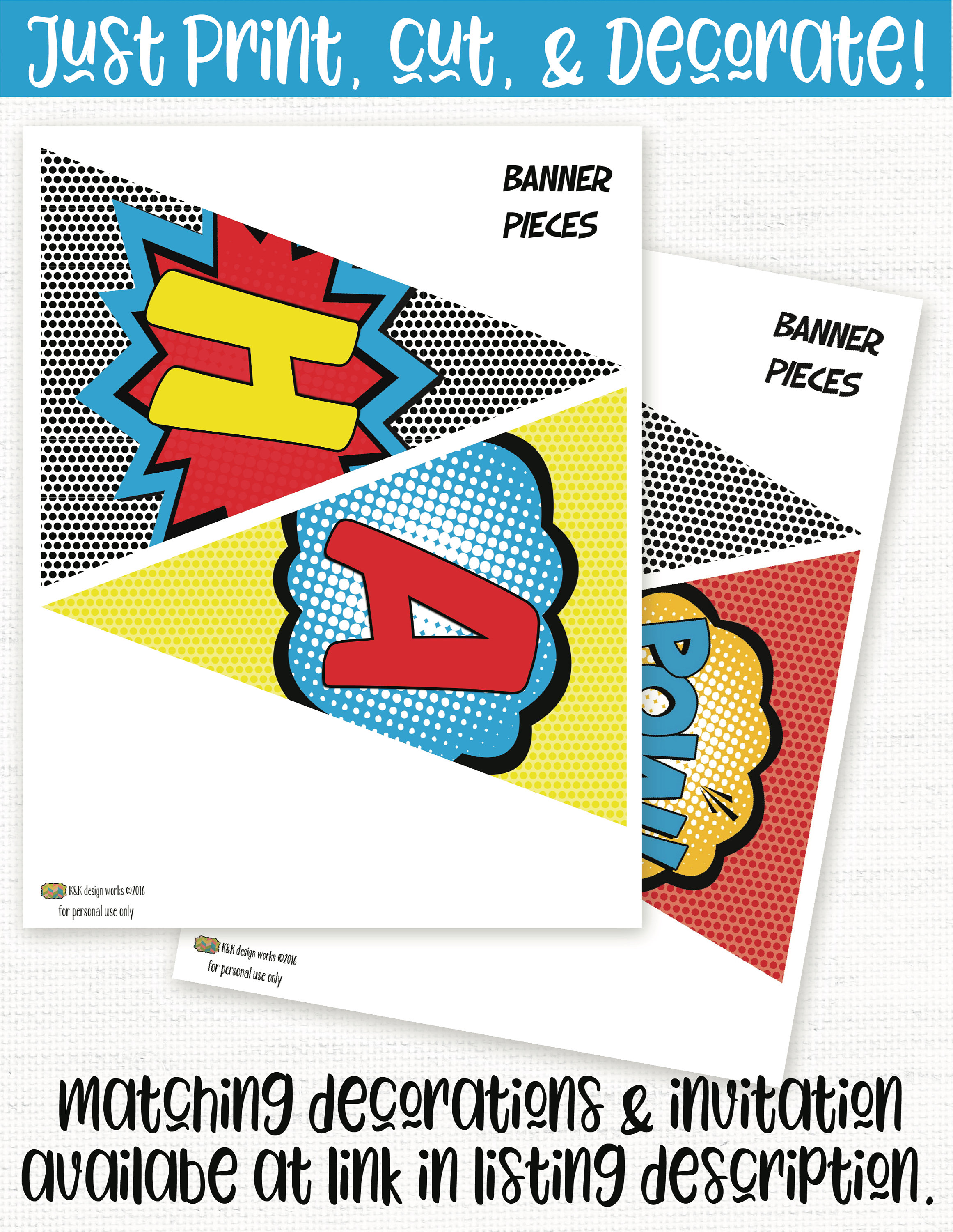 Superhero Birthday Party Banner, Superhero Birthday Party Decoration ...