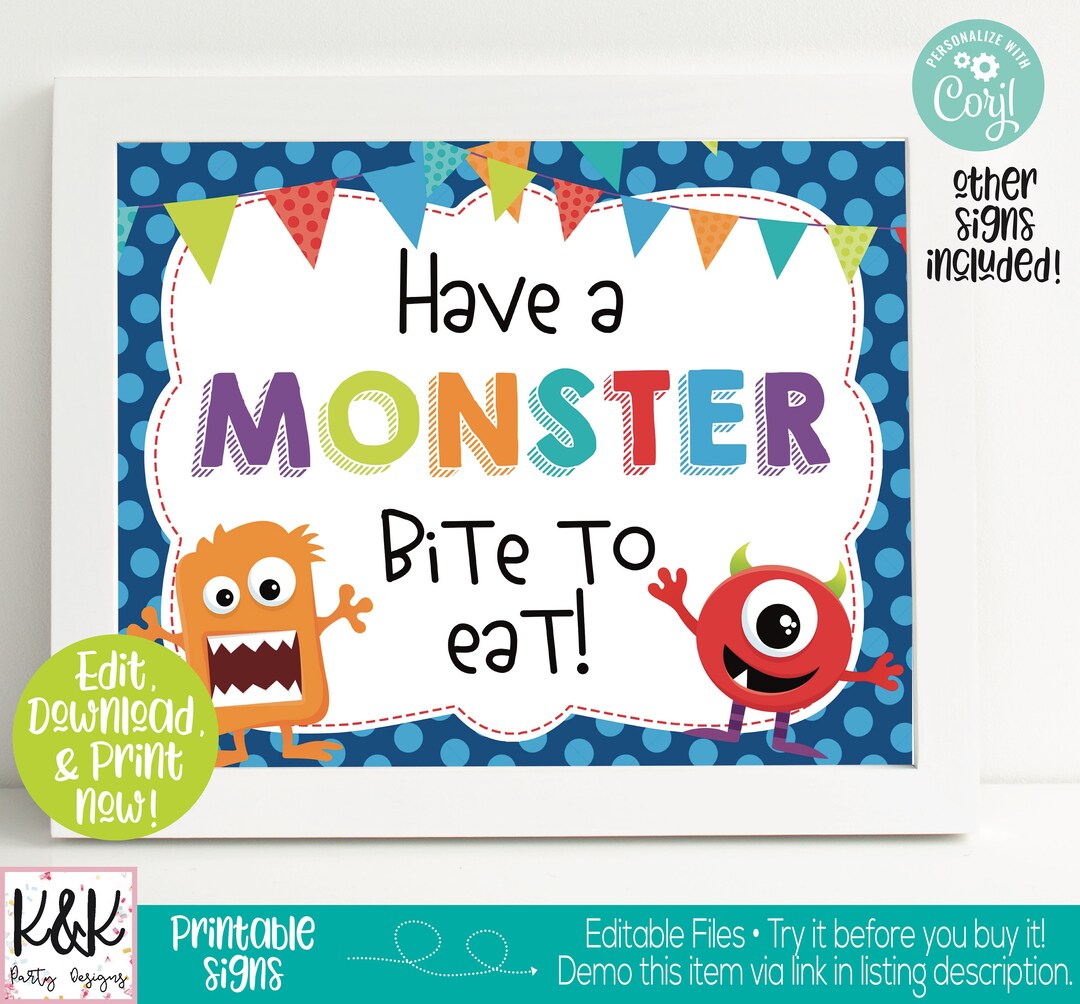 Little Monster Party Signs, Little Monster Welcome Sign, Little Monster ...