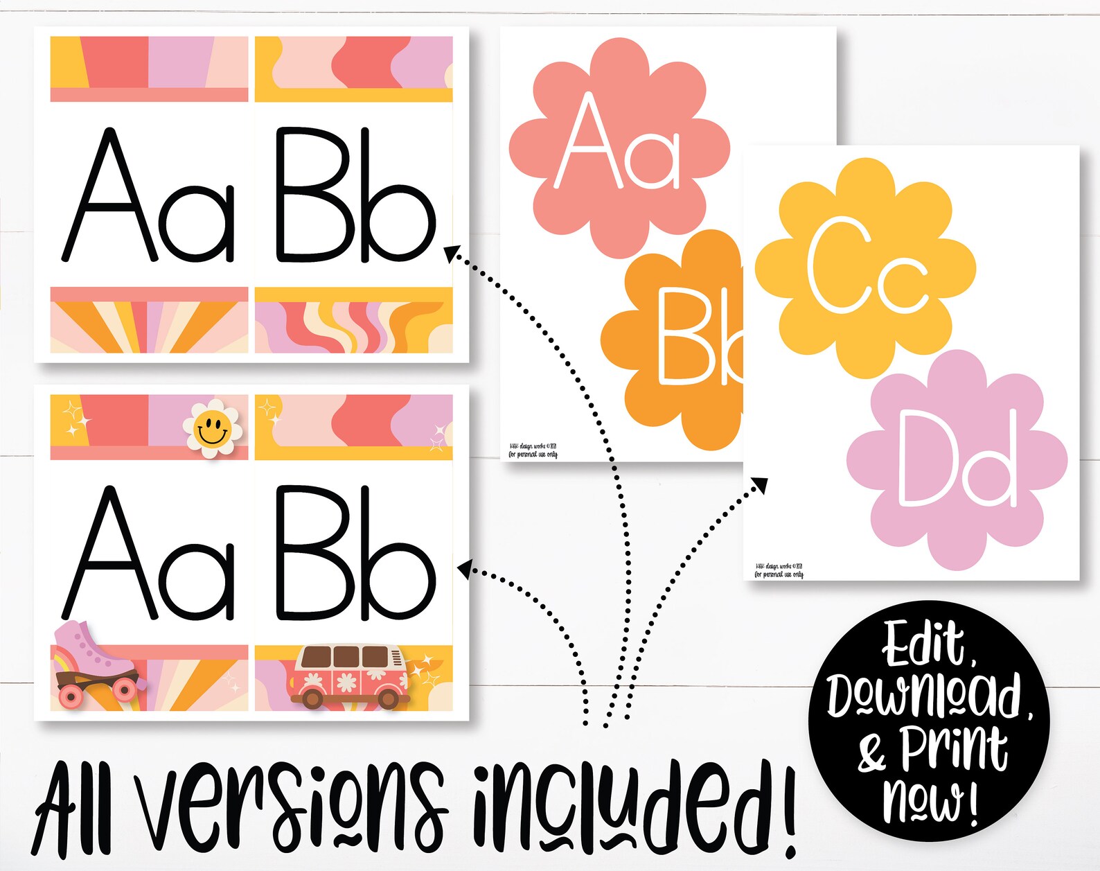 Retro Groovy Theme Classroom Alphabet Banner Printable, Teacher Supply ...