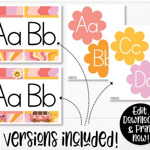 Retro Groovy Theme Classroom Alphabet Banner Printable, Teacher Supply ...