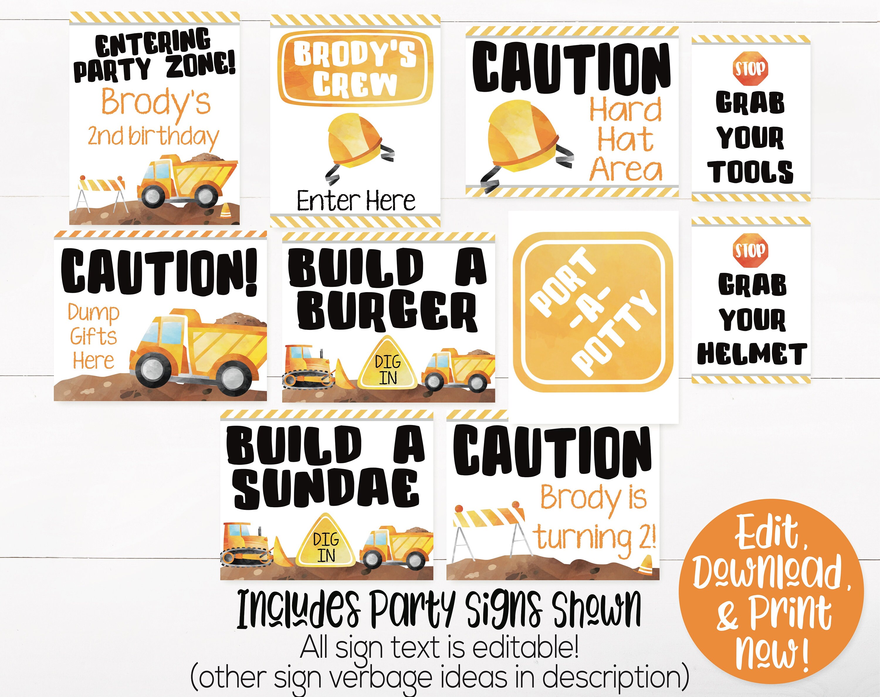 Construction Party Signs Construction Welcome Signs | Etsy