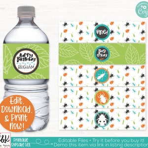 Bug Water Bottle Labels, Insect Water Bottle Labels, Bug Drink Labels ...