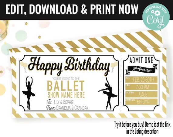 Birthday Surprise Ballet Ticket Gift Voucher, Ballet Nutcracker ...