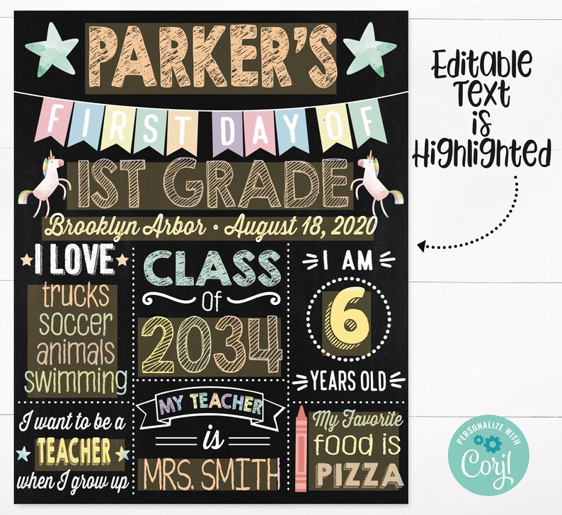 First Day of School Sign Back to School Sign 1st Day of - Etsy