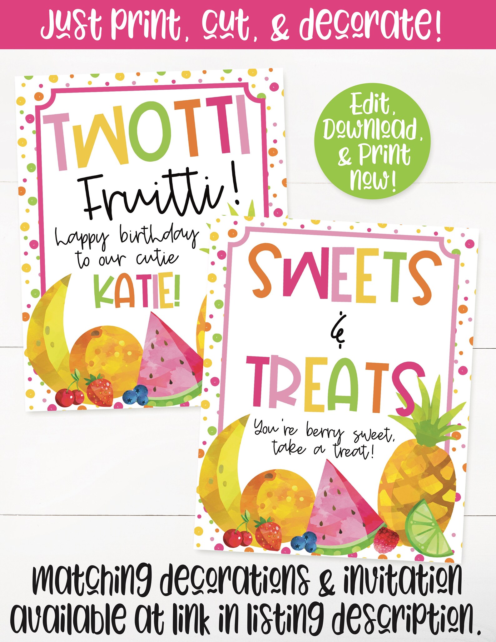 Twotti Fruitti Birthday Party Sign Fruit Welcome Sign Fruit | Etsy