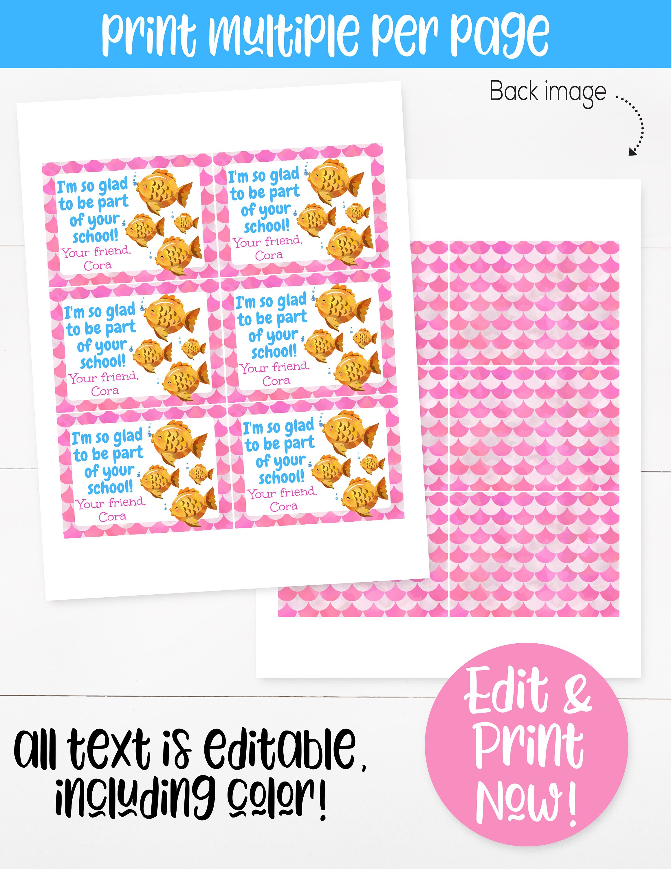 Goldfish Printable Valentine Card, Kids Valentines Day Card, School ...