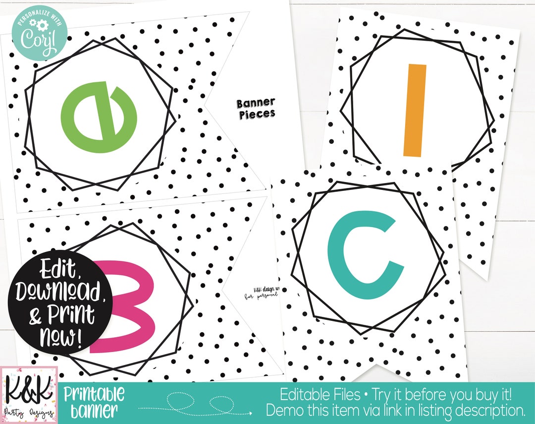 Bright Colors Rainbow Theme Classroom Banner Printable, Teacher Supply ...