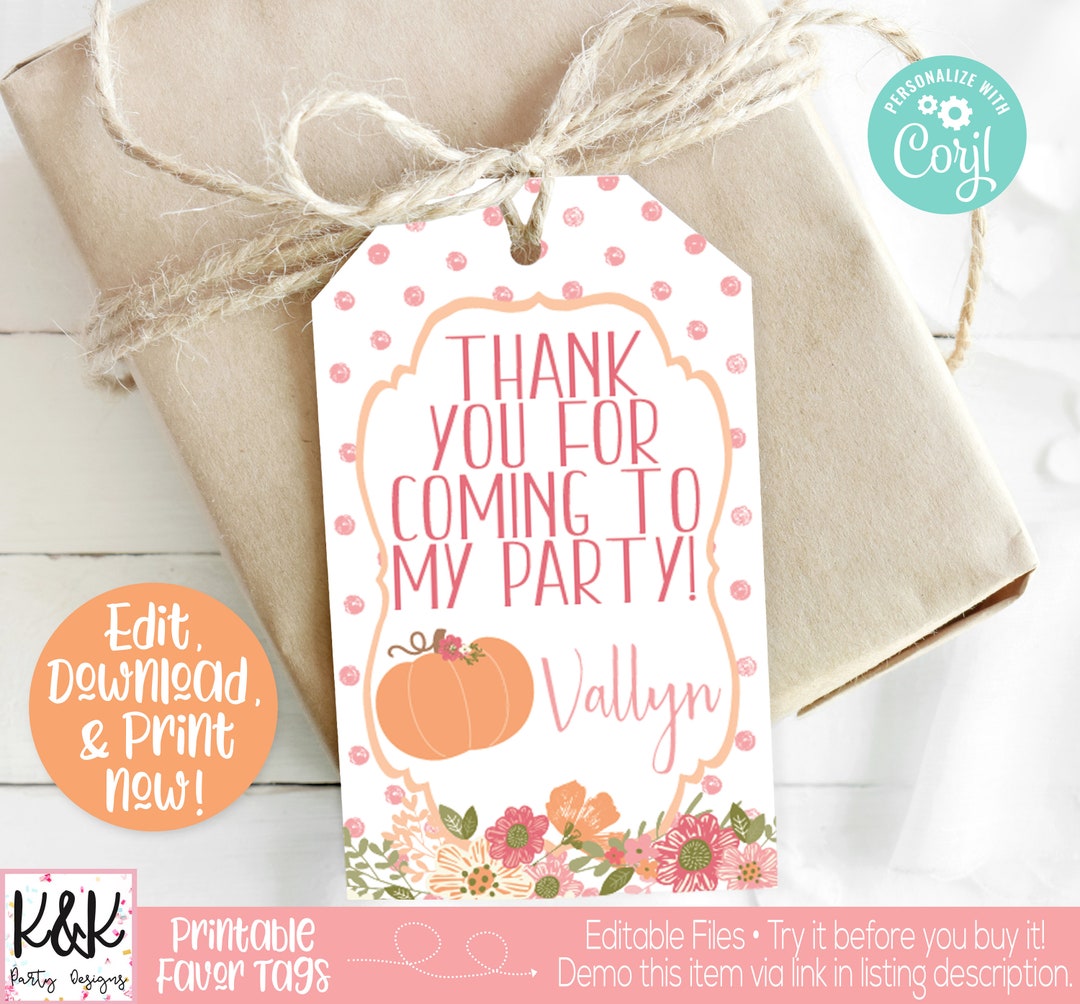 Pumpkin Favor Tag, Pumpkin Birthday Party Decorations, Our Little ...