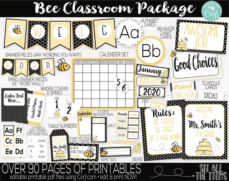 Bee Theme Classroom Editable Behavior Clip Chart Printable - Etsy
