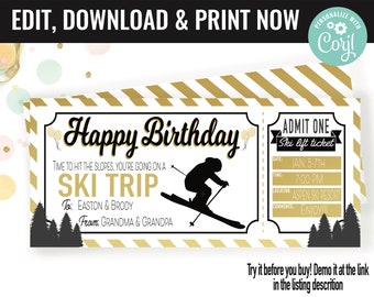 Lift Ticket Template - Etsy