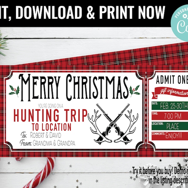 Editable Hunting Ticket Template - Etsy