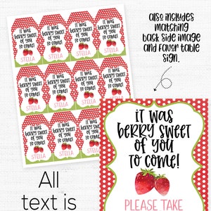 Strawberry Favor Tag, Strawberry Birthday Party Decorations, Strawberry ...