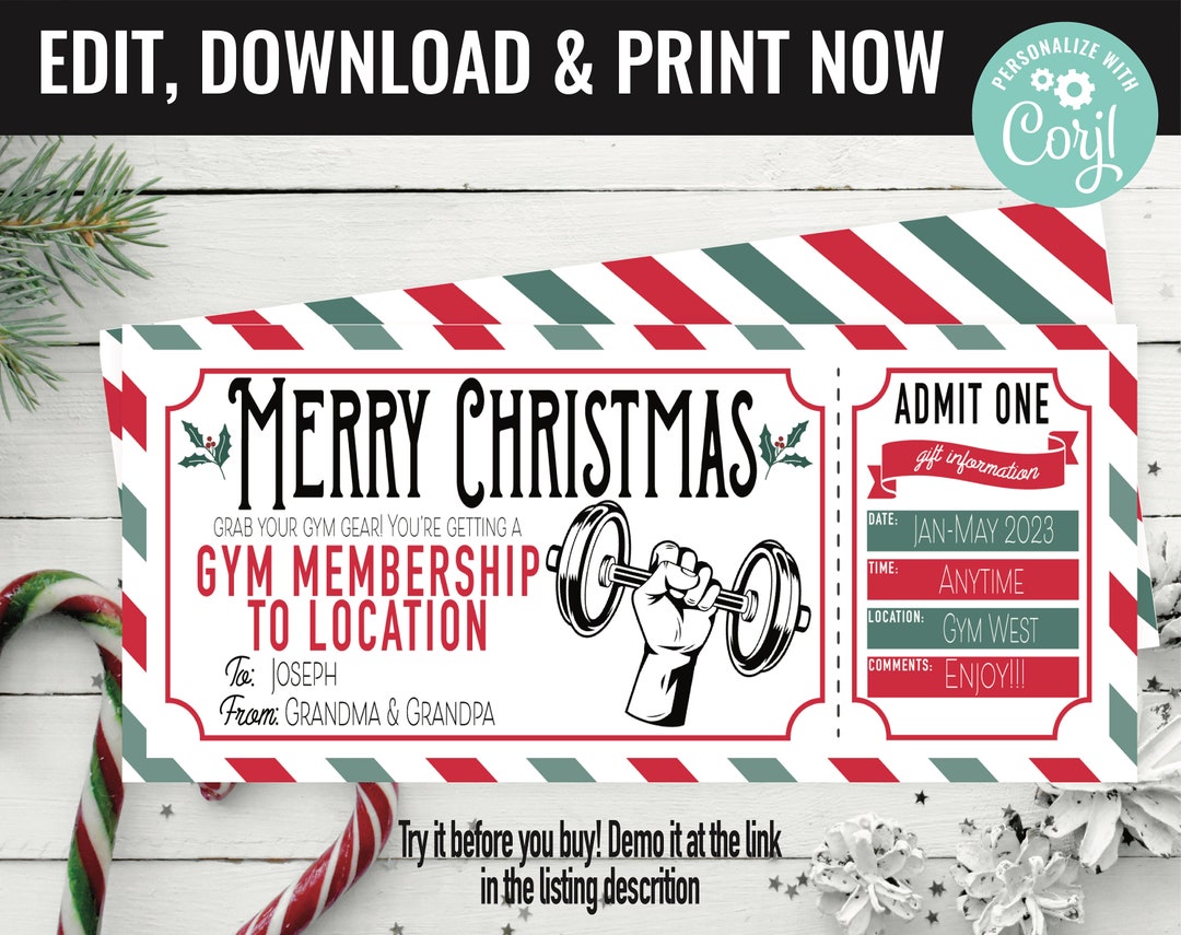 Christmas Gym Membership Surprise Gift Voucher, Private Trainer Gym ...