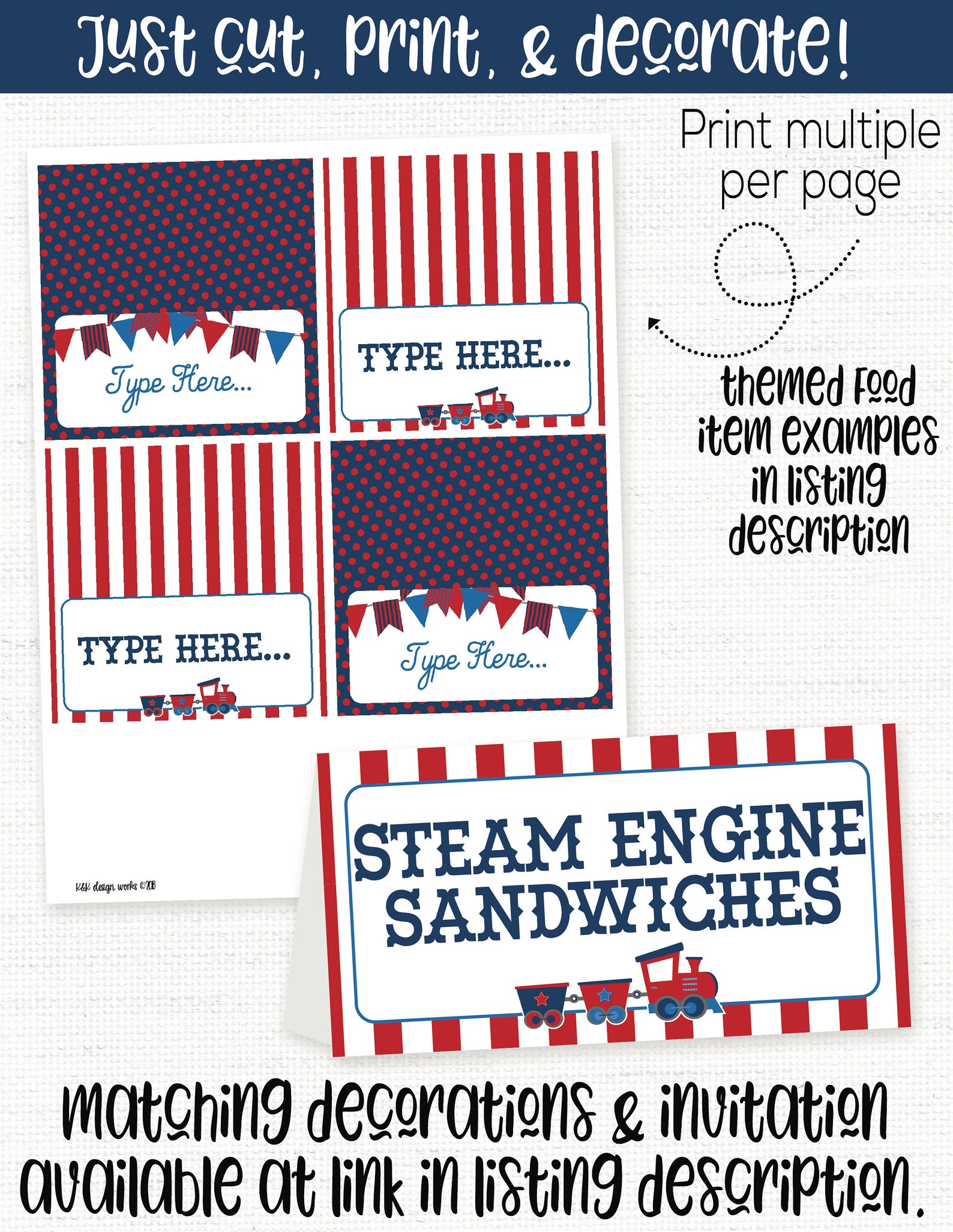 Train Food Labels Train Buffet Cards Train Place Cards | Etsy