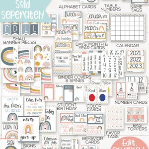 Boho Rainbow Theme Classroom Calendar Set Printable, Teacher Supply ...