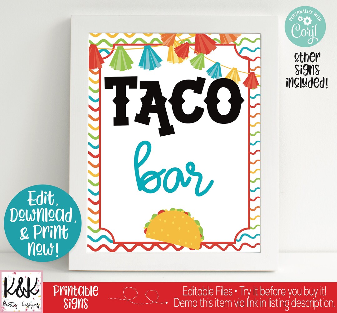 Taco Twosday Fiesta Birthday Party Signs, Taco Twosday Fiesta Taco Bar ...