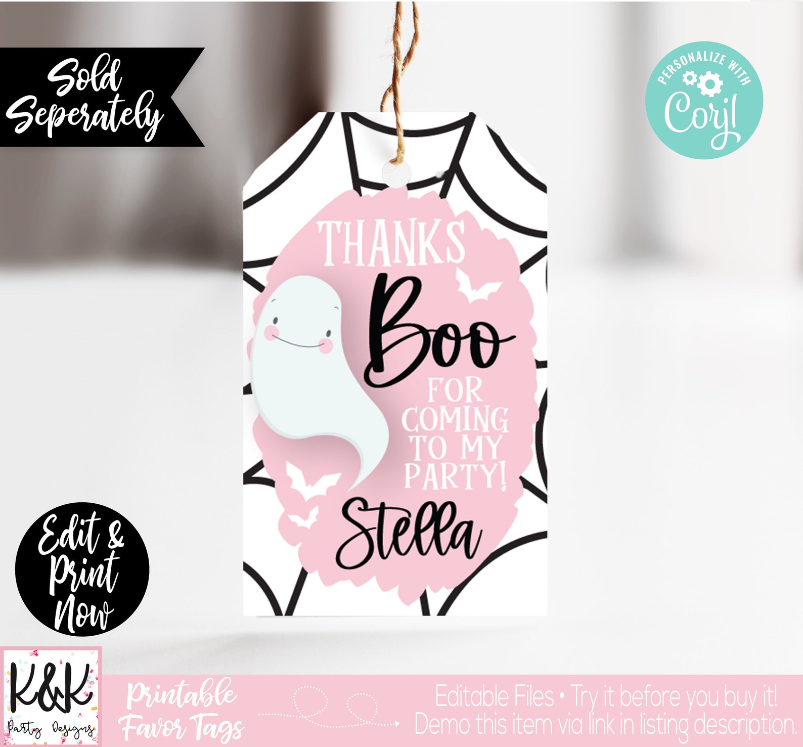 Boo Day Pink Ghost Food Labels Ghost Buffet Cards Ghost - Etsy