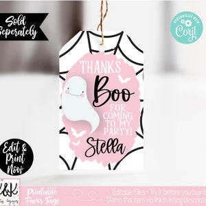 Boo Day Pink Ghost Food Labels, Ghost Buffet Cards, Ghost Place Cards ...