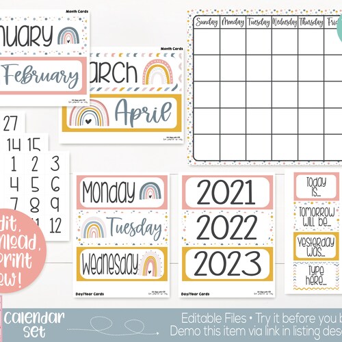 Farmhouse Theme Classroom Calendar Set Printable Teacher - Etsy