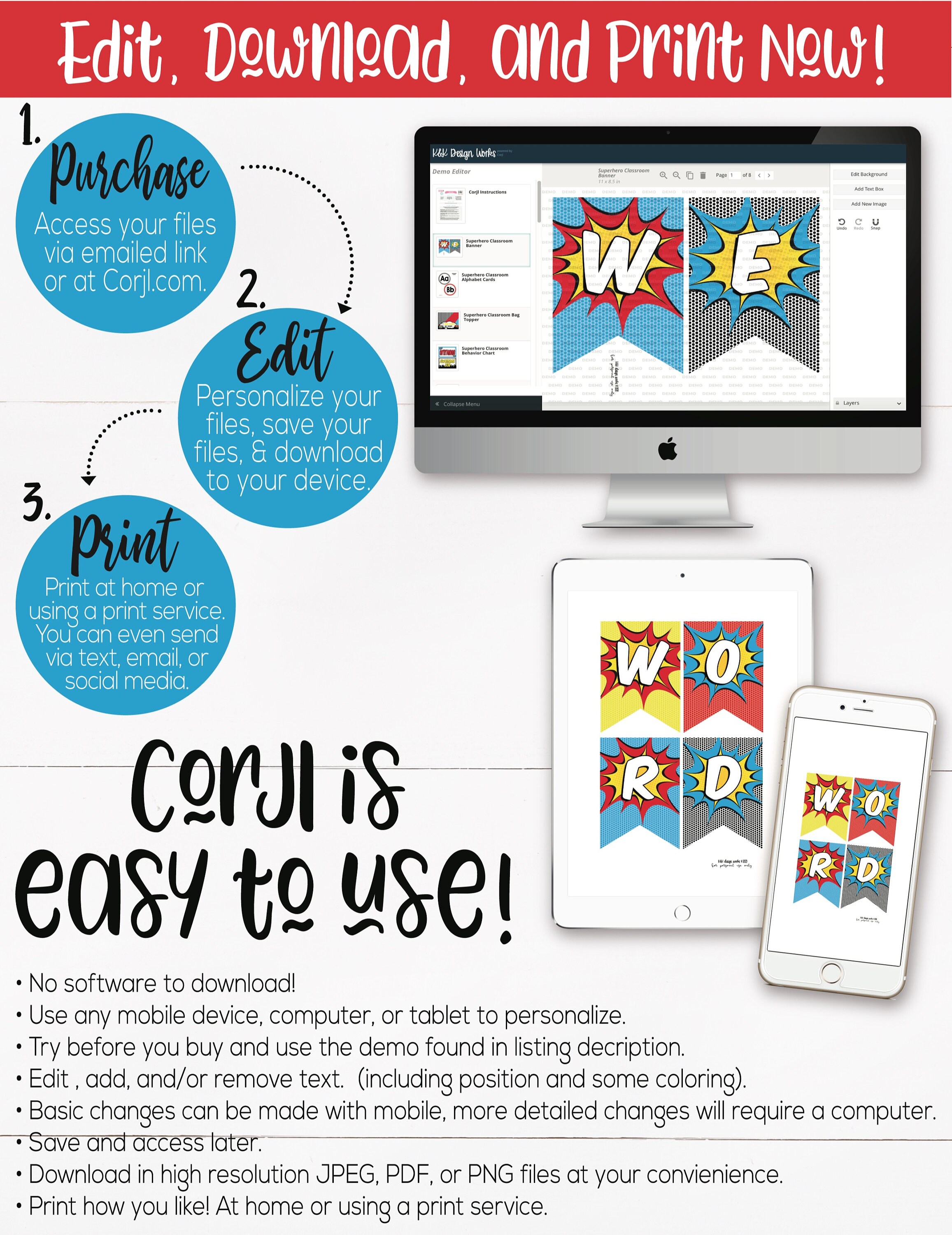 Superhero Classroom Supplies and Decorations, Superhero Theme, Teacher ...