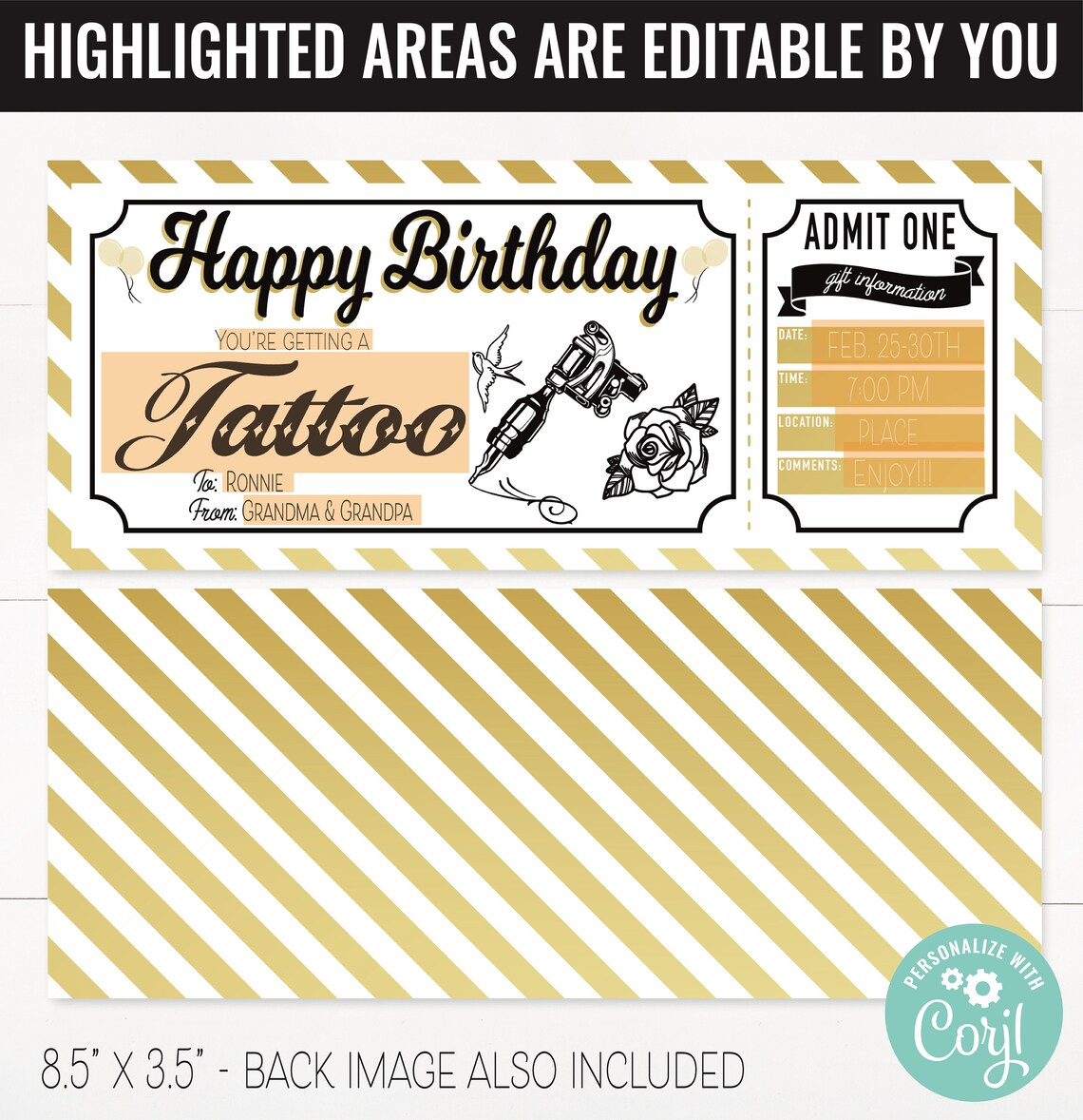 Birthday Surprise Tattoo Ink Gift Voucher, Tattoo Gift Present ...