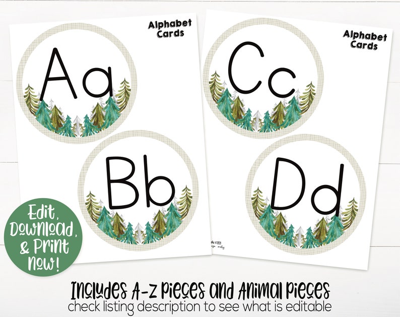 Woodland Forest Theme Classroom Alphabet Banner Printable - Etsy