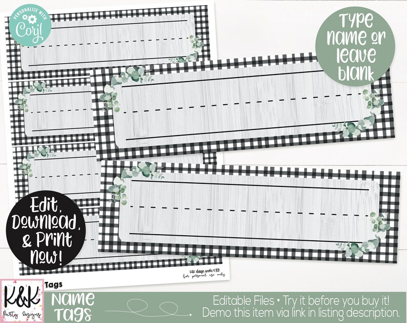 Farmhouse Theme Classroom Desk Name Tags Printable Teacher - Etsy