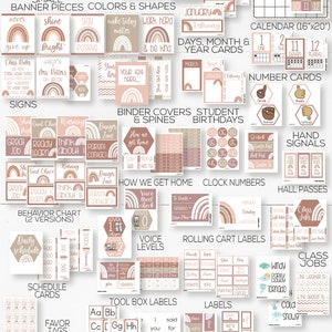 Neutral Boho Rainbow Classroom Theme Supplies and Decorations Printable ...