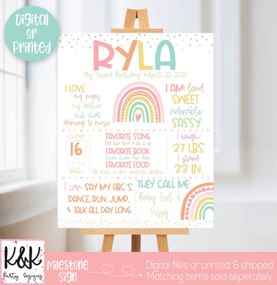 Rainbow Pastel Birthday Party Chalkboard Rainbow Birthday - Etsy