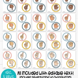 Boho Rainbow Theme Classroom Multicultural Hand Signals Printable ...