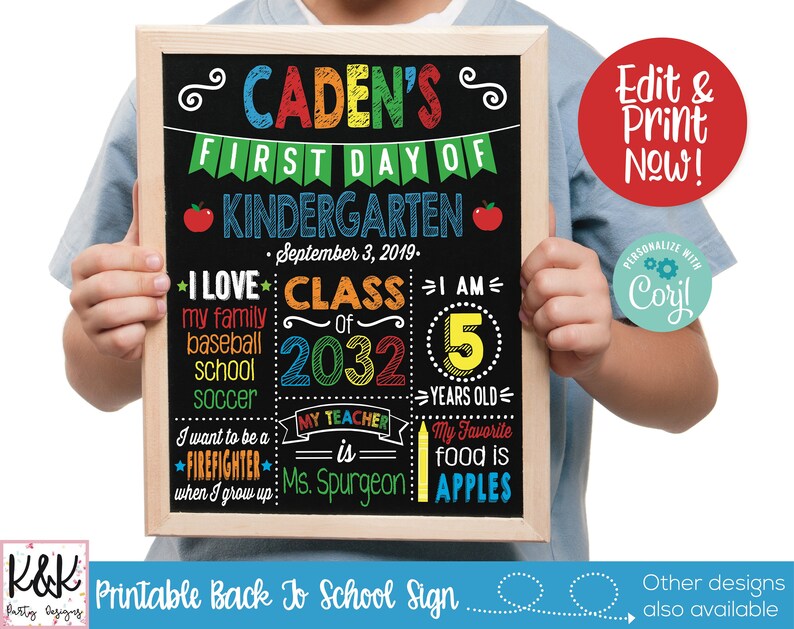 First Day of School Sign Printable Back to School Chalkboard - Etsy